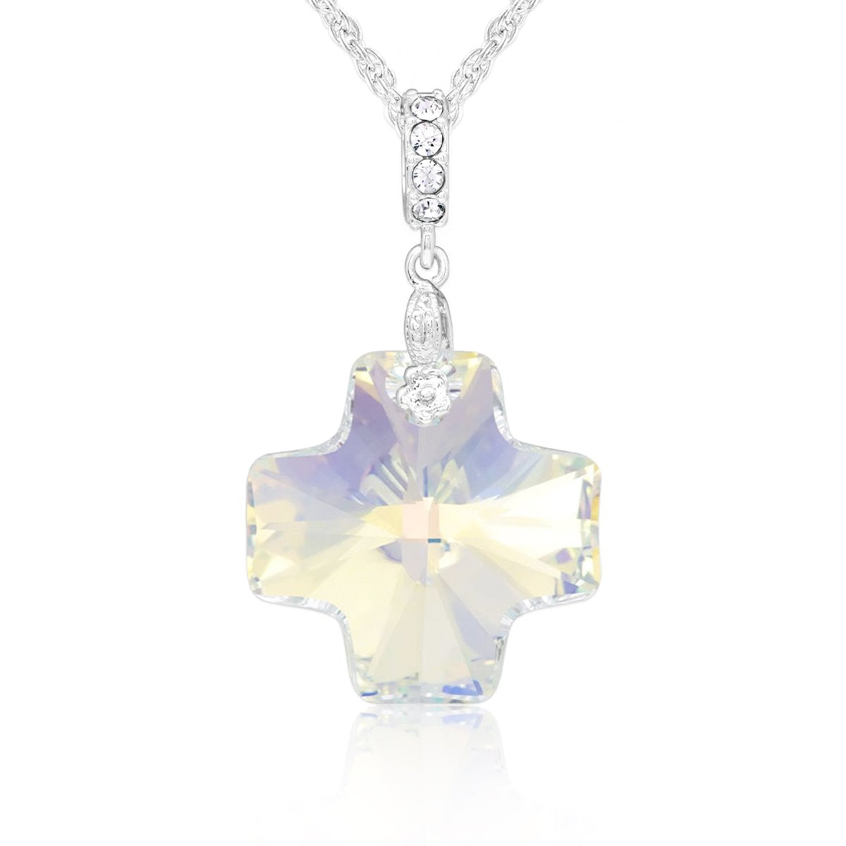 Swarovski Cross Pendant 20MM Aurora Borealis – ForeverCrystals